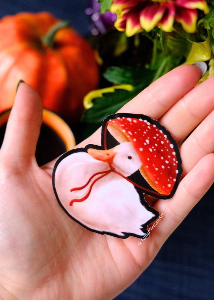 Cottagecore Duck Sticker - TaniaMiresanArt