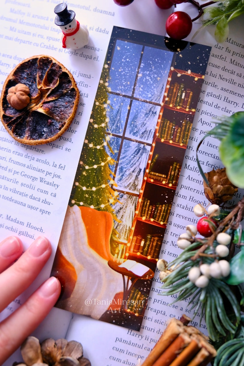 Winter Reading Nook Bookmark - TaniaMiresanArt
